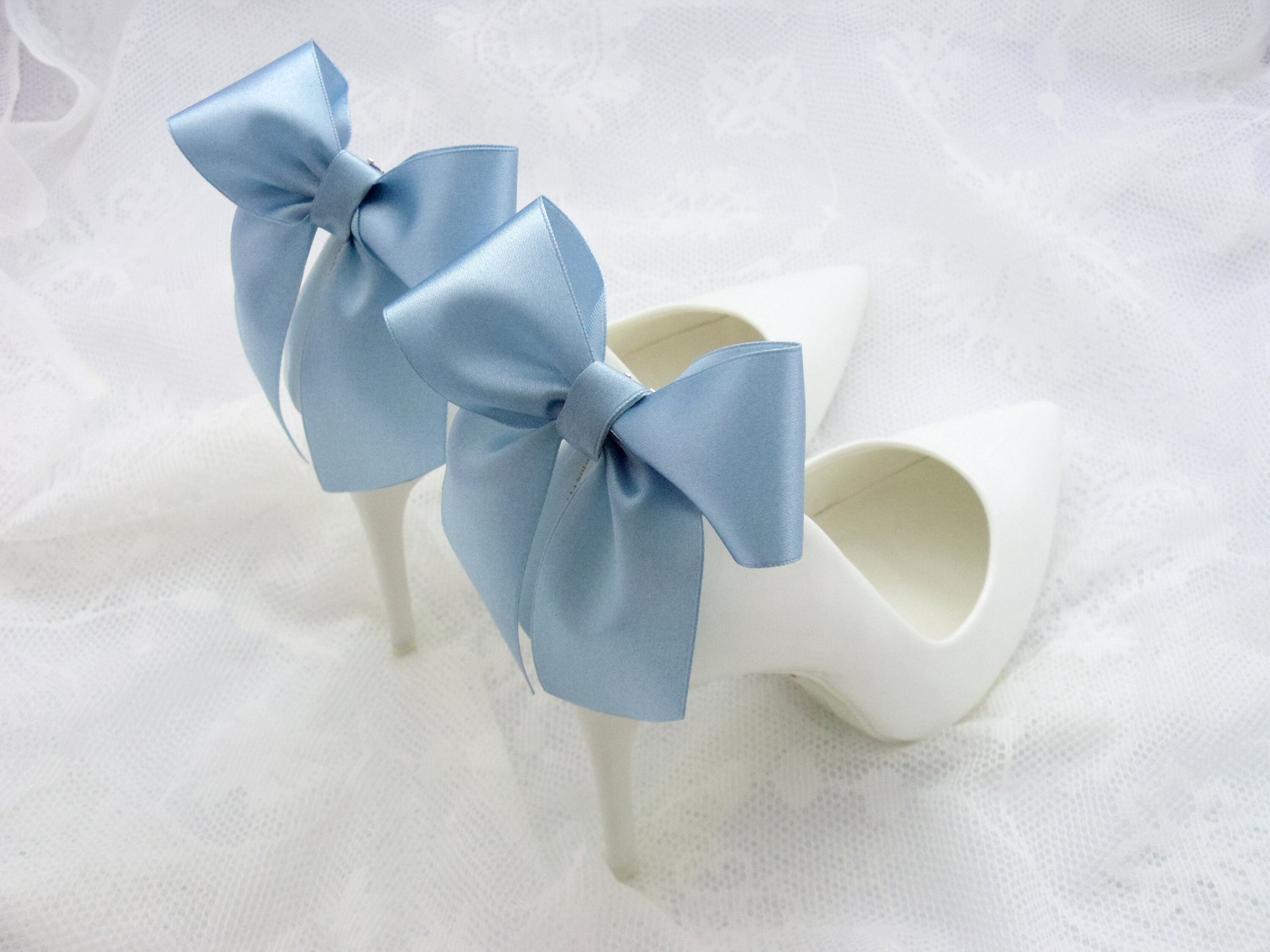 Satin Blue Bows,clips for Wedding Shoes,shoes Decorations,wedding Shoe ...