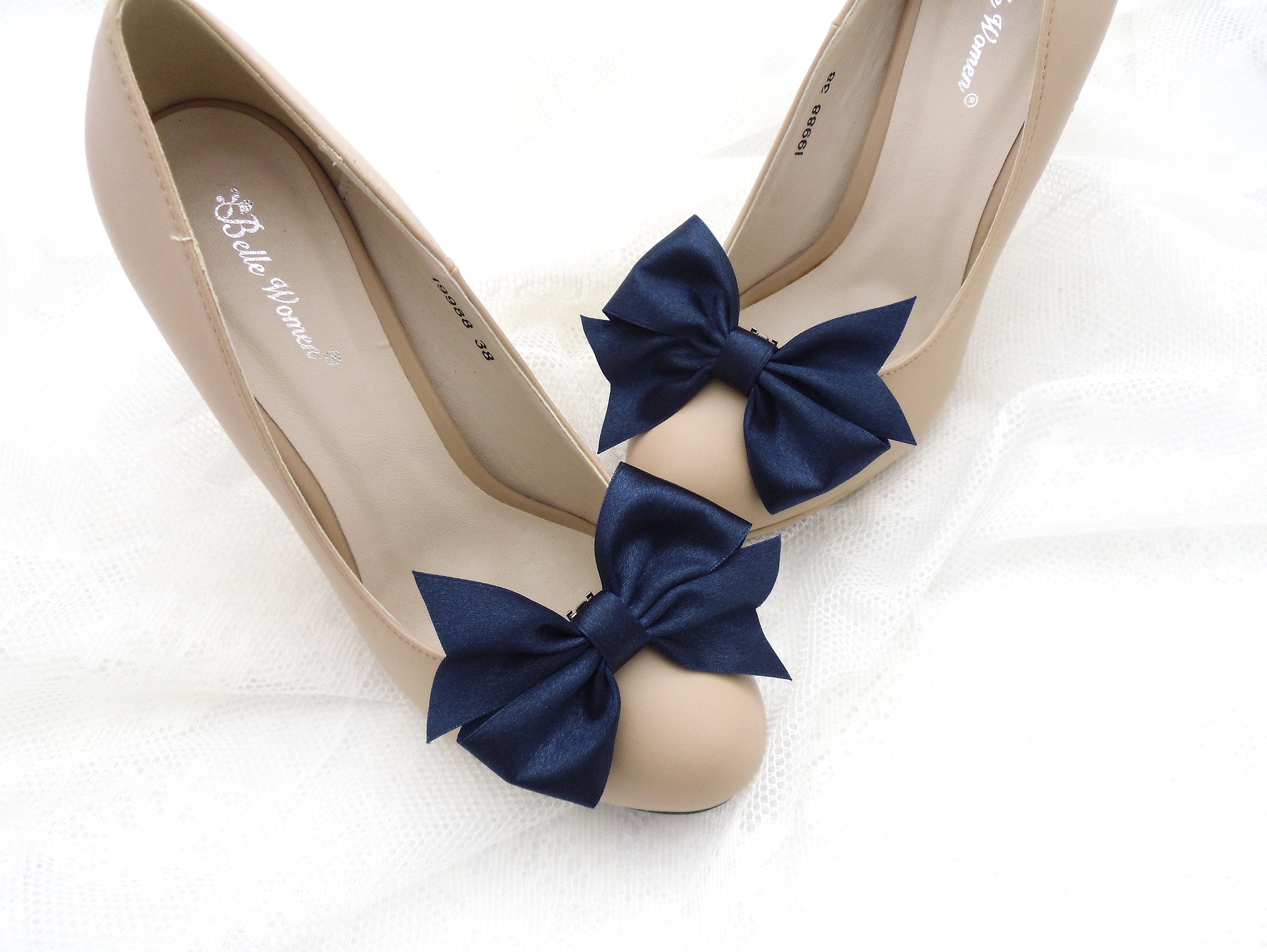 Satin Navy Blue Bows shoes Decorationswedding Shoe - Etsy