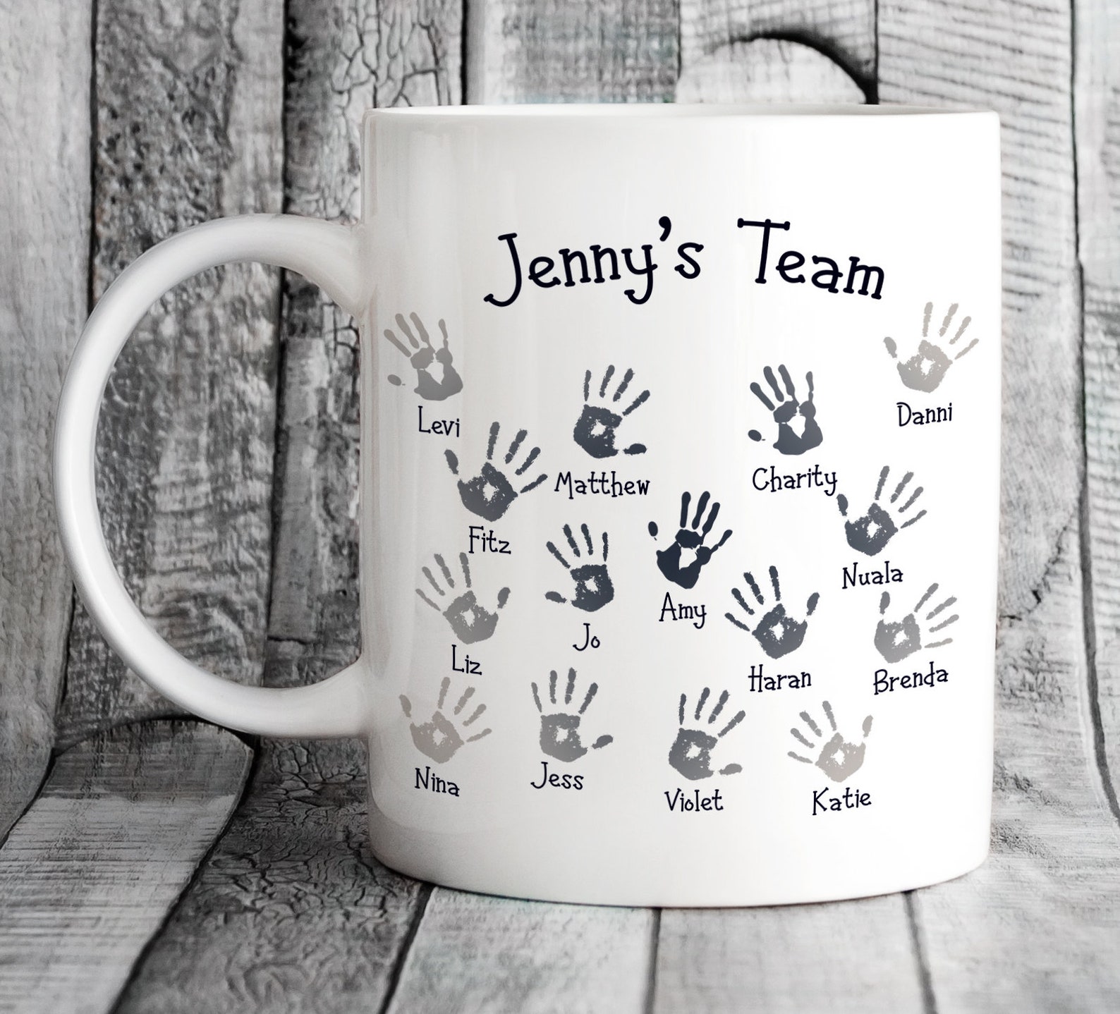 Personalised Work Teams RAINBOW Handprints Mug // Leaving or Retirement ...
