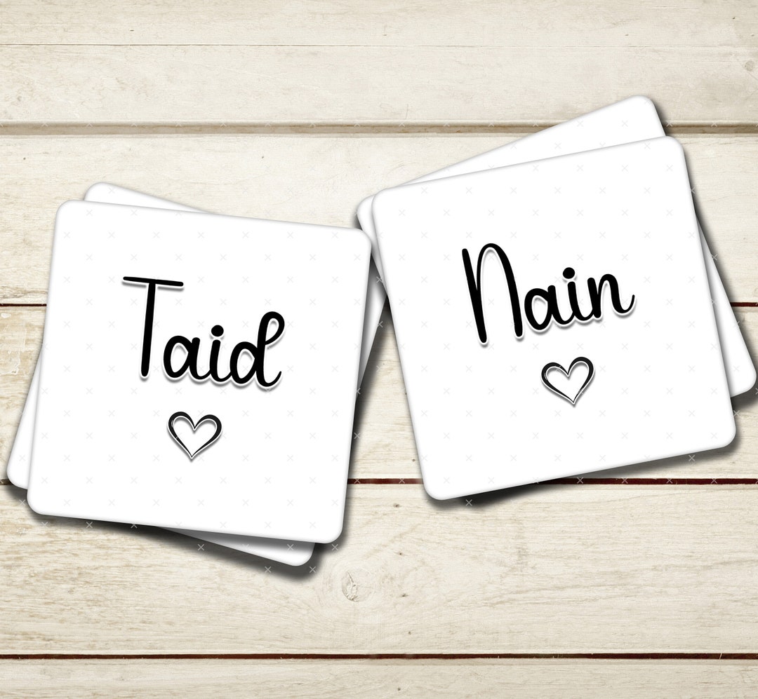 Nain and Taid Welsh Grandad and Grandma Coasters // Anniversary or ...