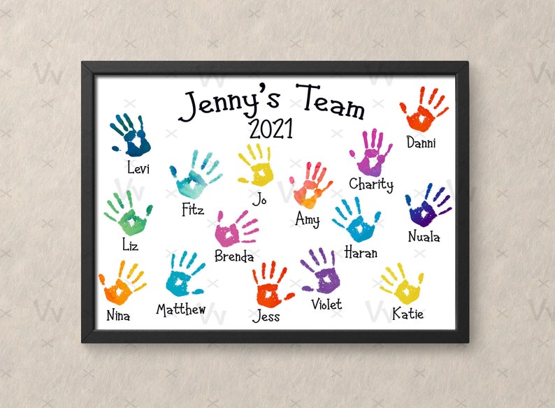 Personalised Work Teams RAINBOW Handprints Print // Leaving or - Etsy
