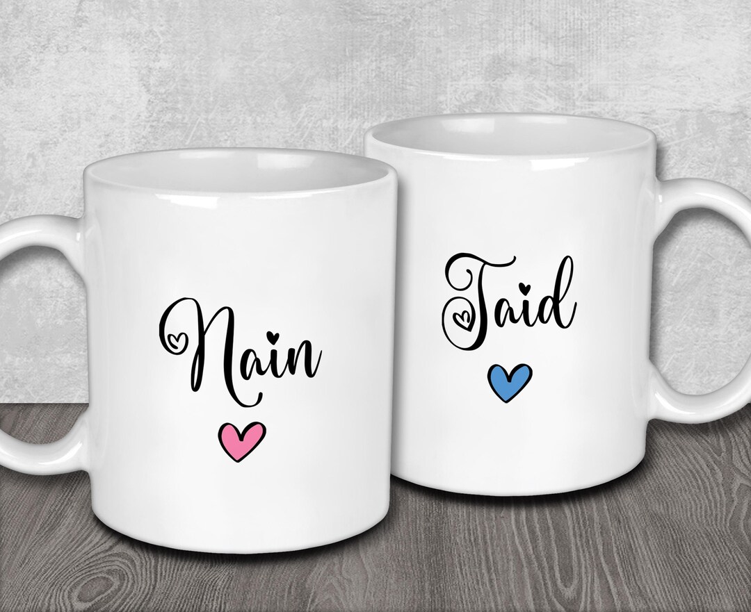 Nain and Taid Welsh Grandad & Grandma Mugs - Mother's Father's Day Gift ...