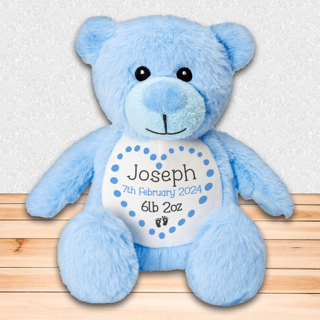 Personalised Teddy Bear for New Baby Gift Blue Bear With Baby's Name ...