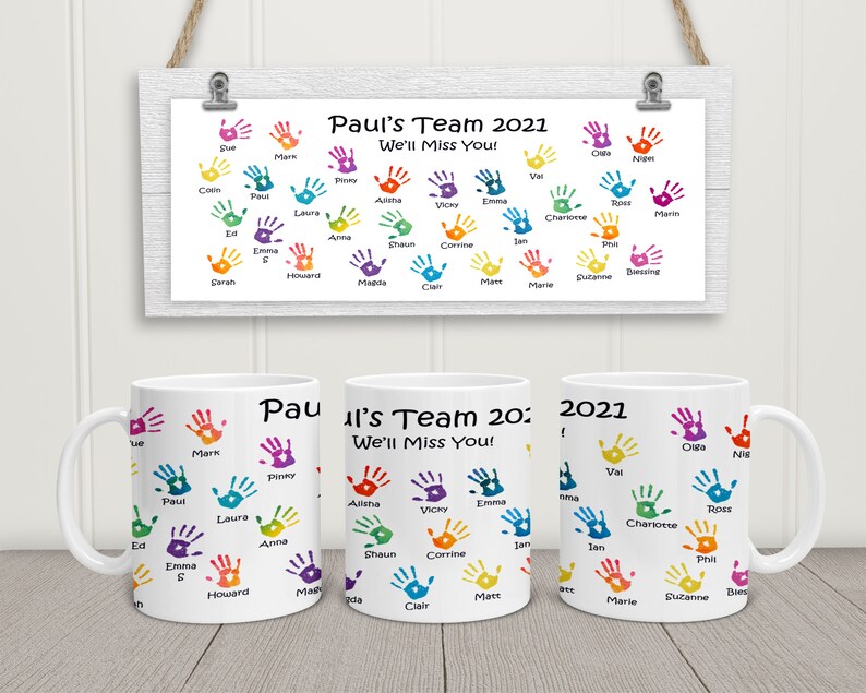 Personalised Work Teams RAINBOW Handprints Print // Leaving or - Etsy
