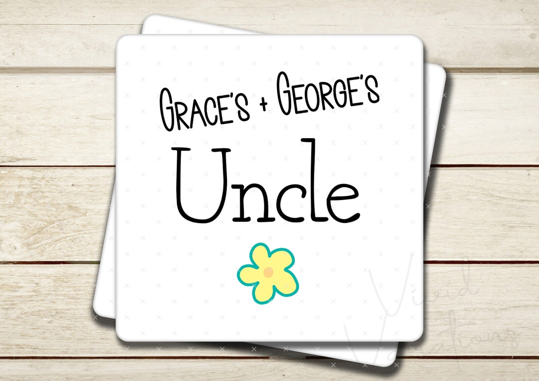 Personalised Kid's Names Uncle Square Ceramic Coaster Father's Day Gift ...