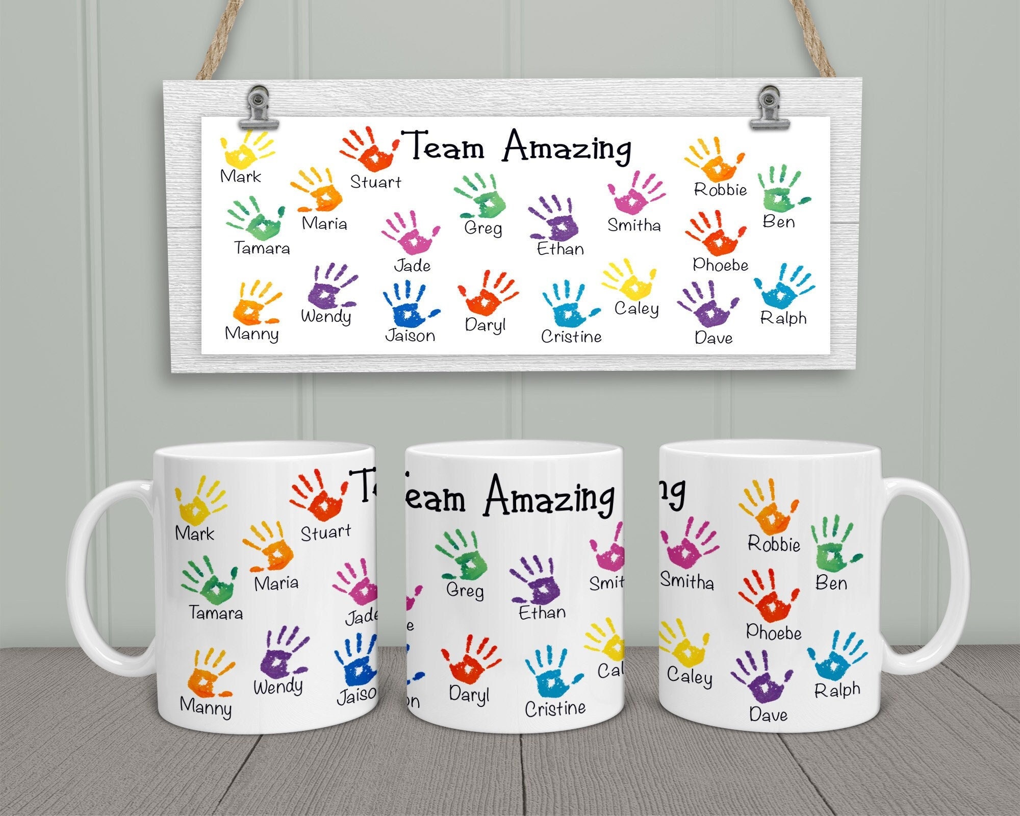 Personalised Handprints Mug for Employees Christmas Gift for - Etsy