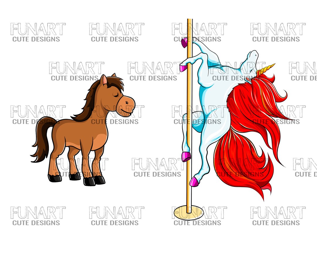 Unicorn Pole Dance PNG File Red Hair Unicorn Design Funny Unicorn ...