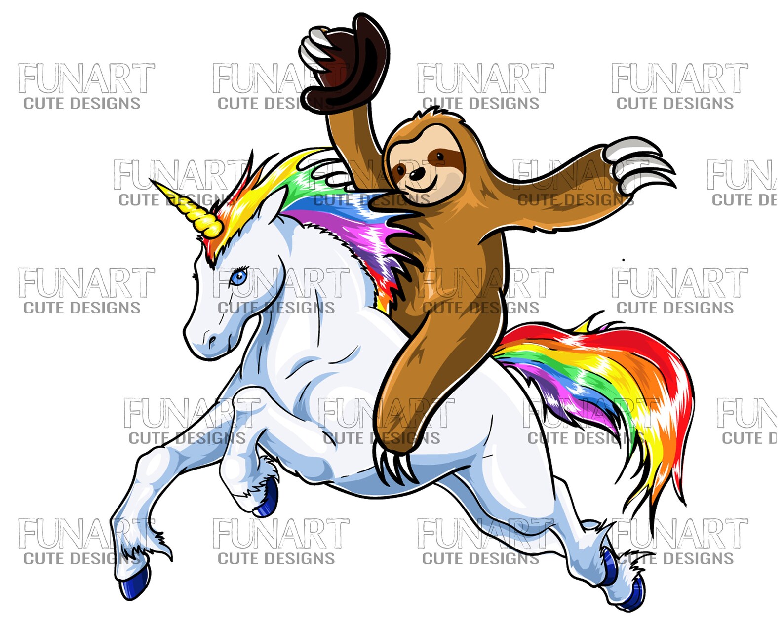 Sloth Riding Unicorn PNG JPEG Files Funny Sloth Sublimation - Etsy ...