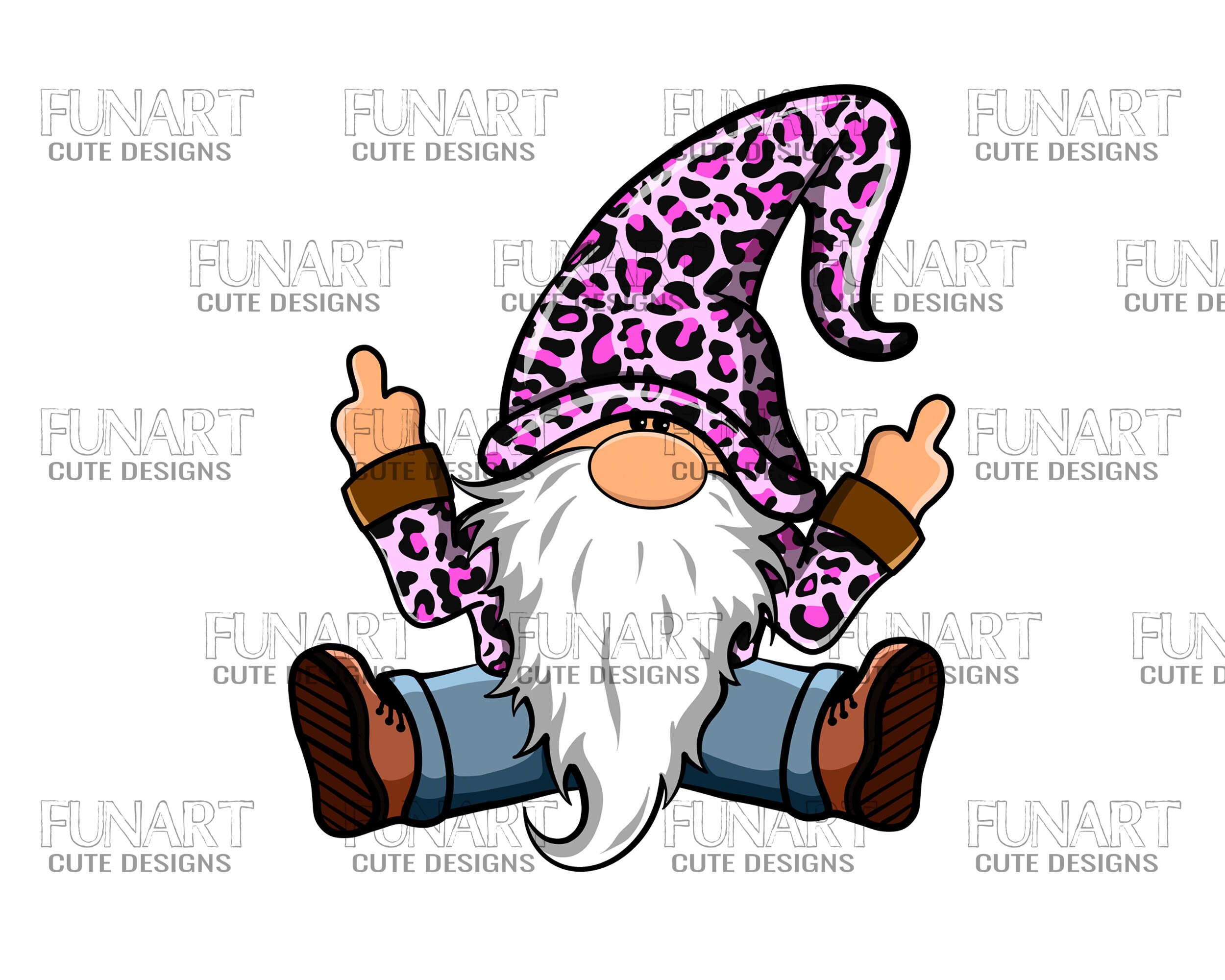 Funny Gnome Middle Finger Sublimation Design Bundle (digital Download ...