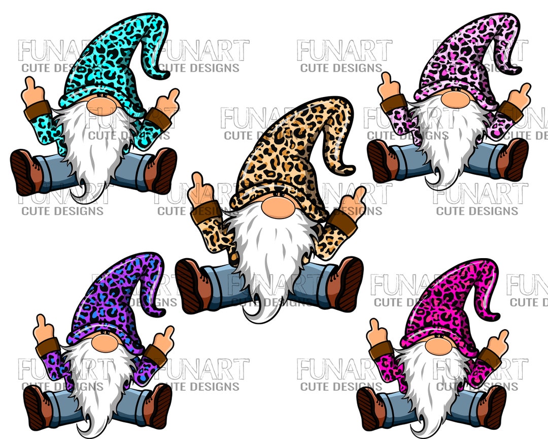 Funny Gnome Middle Finger Sublimation Design Bundle (digital Download ...