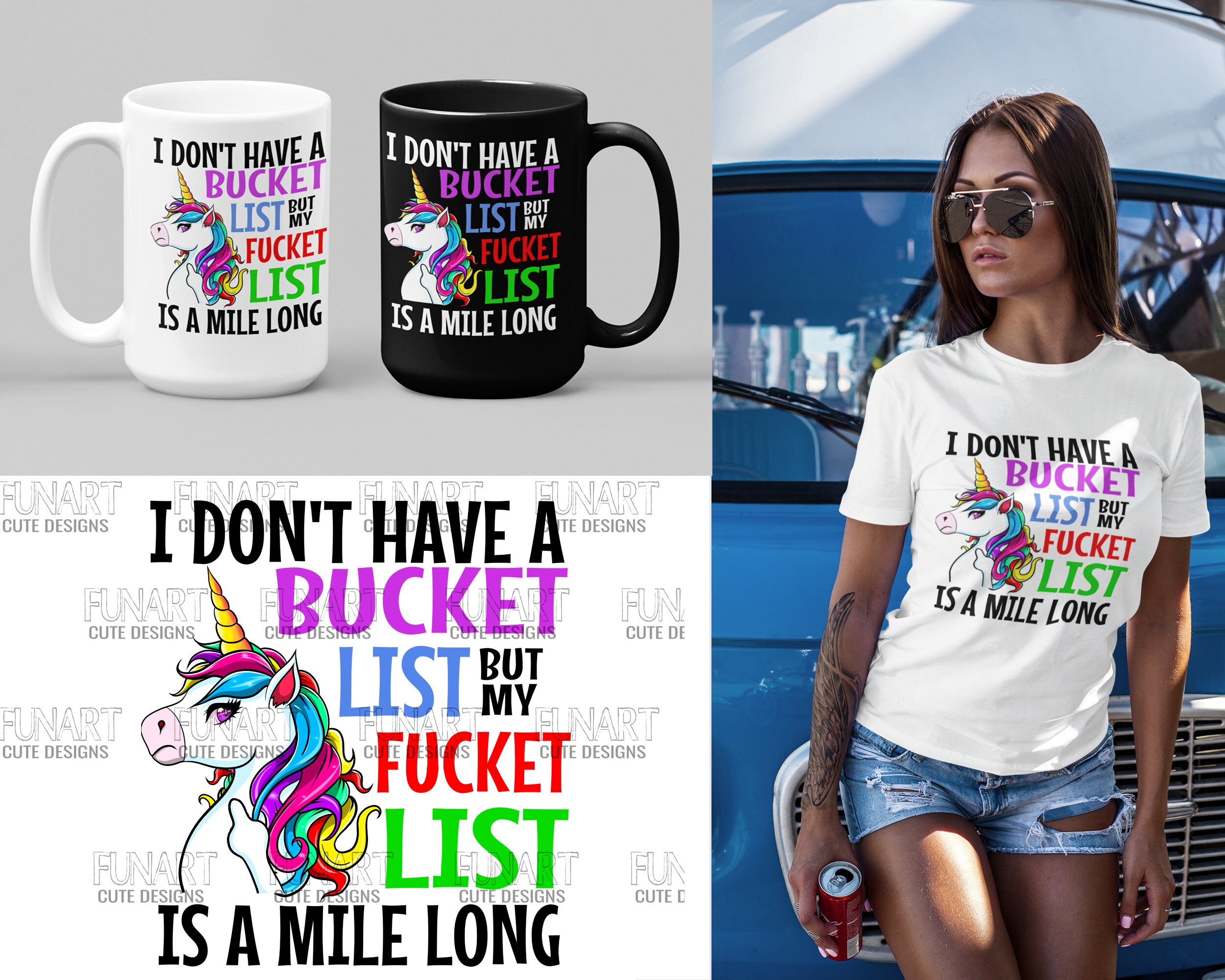 Funny Unicorn Bucket List PNG: Sublimation Design (digital Download) - Etsy