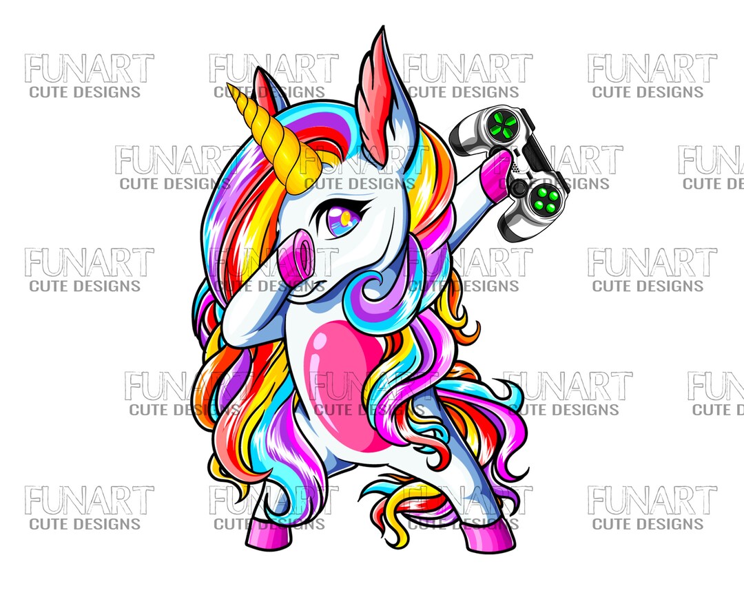 Dabbing Unicorn Controller Gamer PNG File, Sublimation Design, Gamer ...