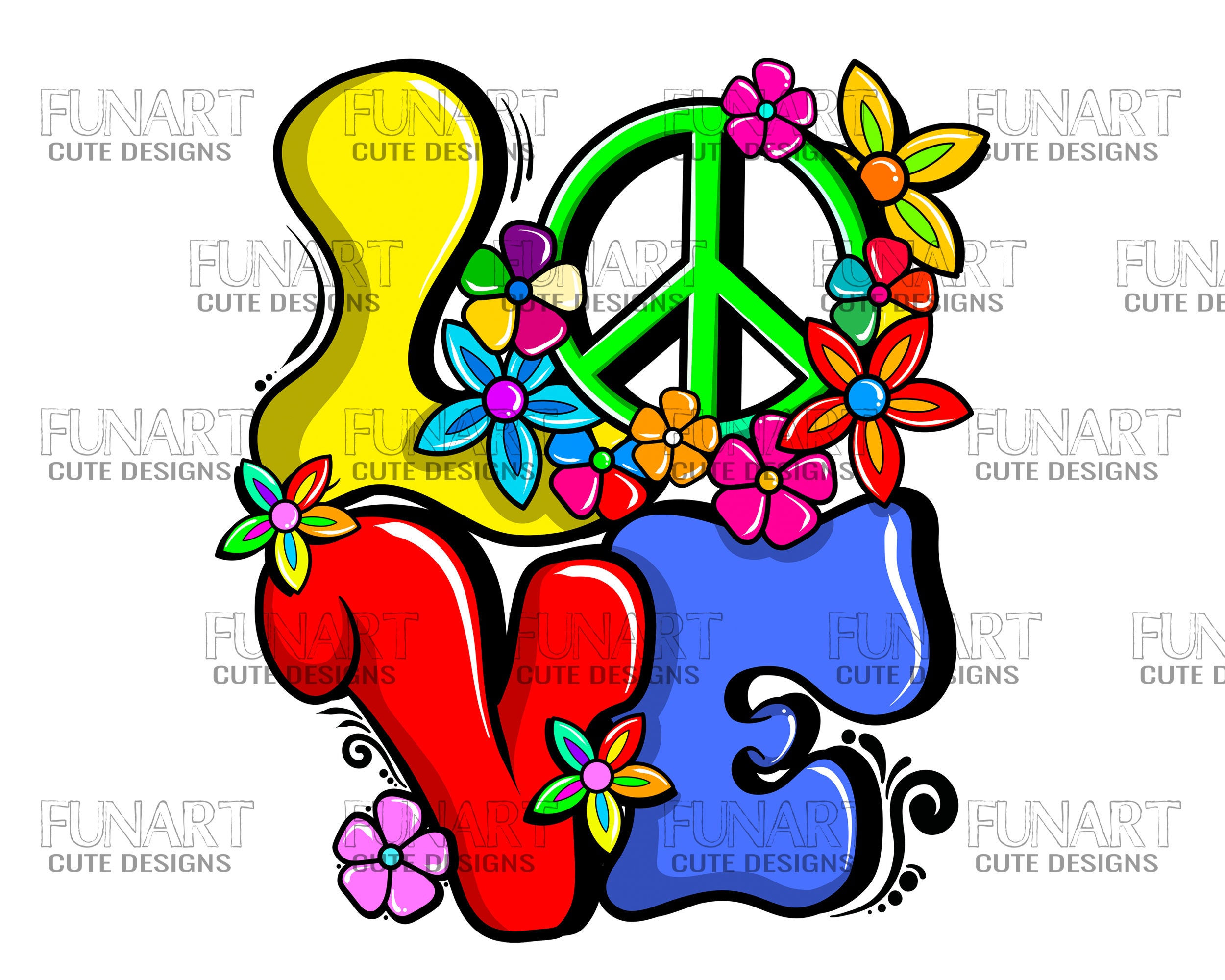 Hippie paz amor flores PNG Archivo Diseño de sublimación - Etsy España