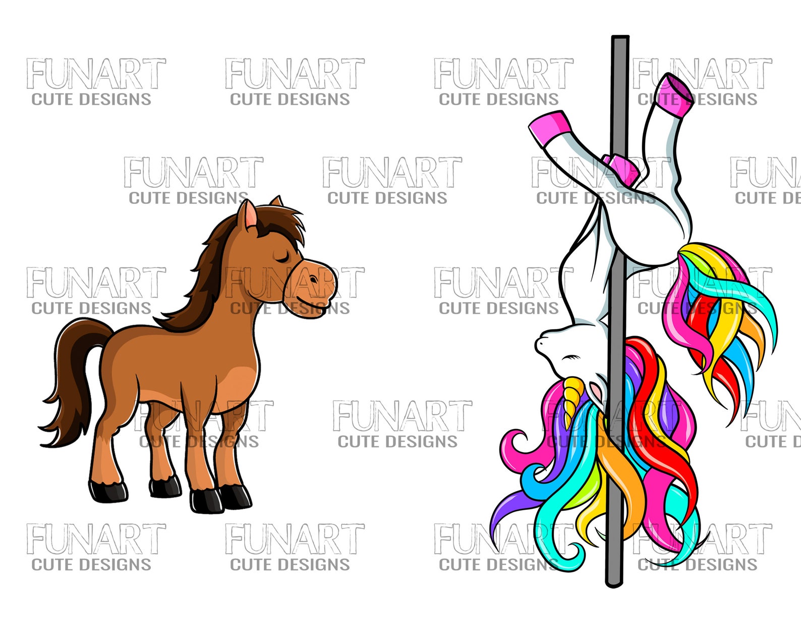 Unicorn Pole Dance PNG File Rainbow Hair Unicorn Design - Etsy Hong Kong