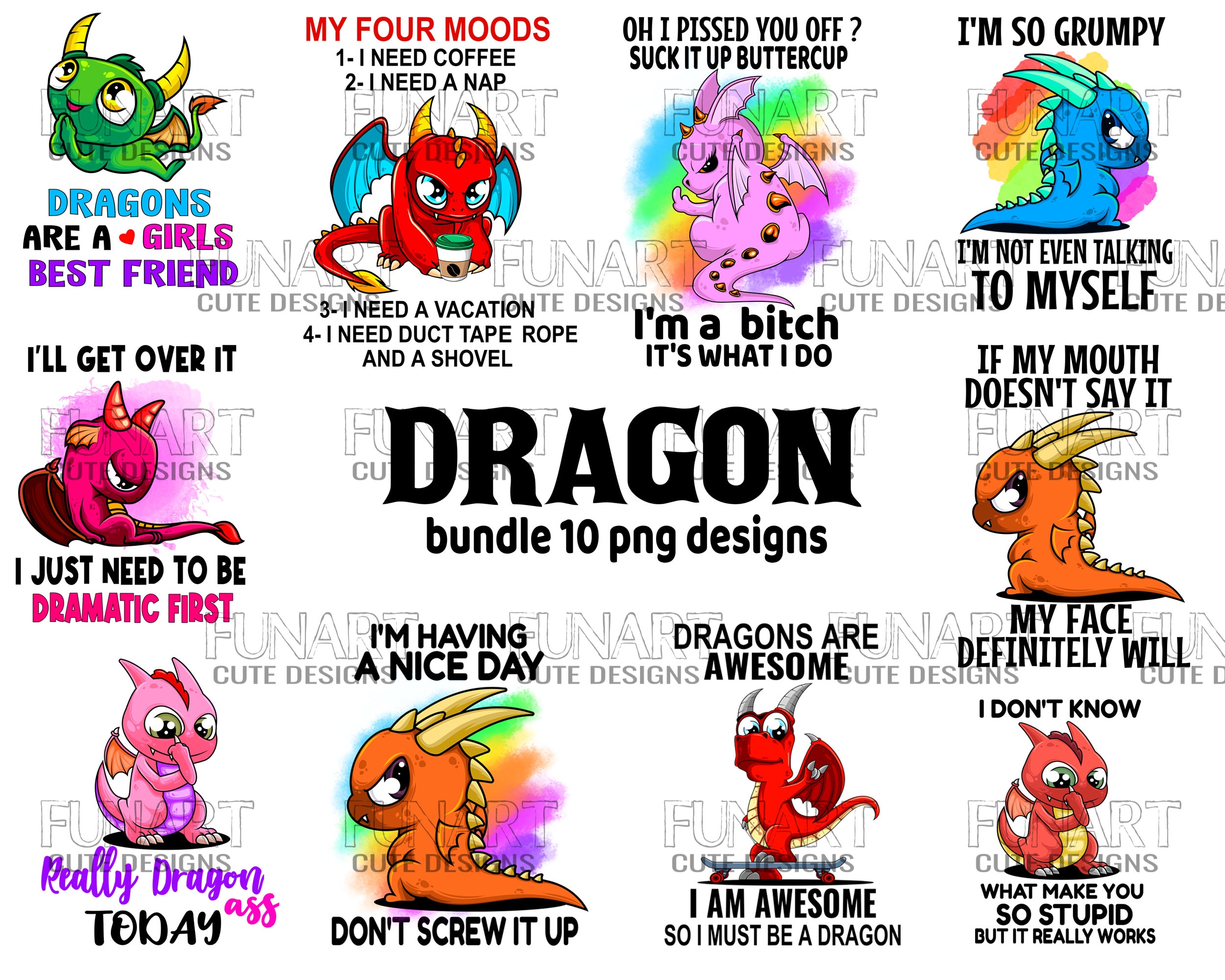 10 Dragon Designs PNG File Sublimation Design Dragons - Etsy Australia