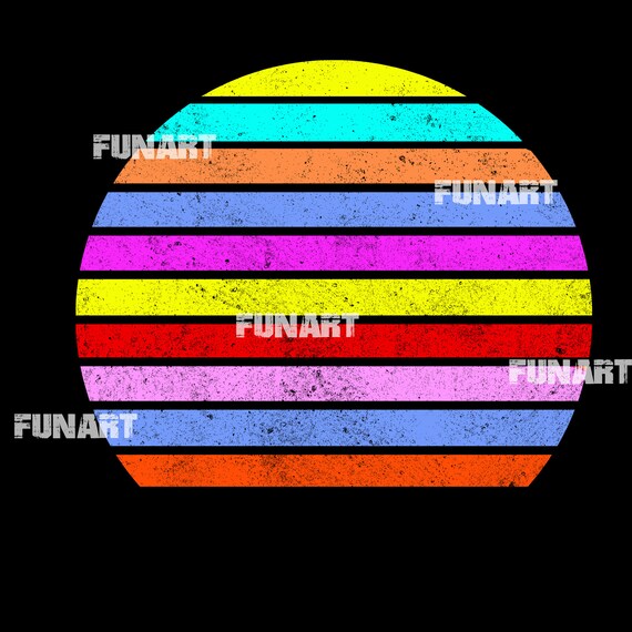 Vintage Retro Half Circle and Full Circel Sunset Digital PNG | Etsy