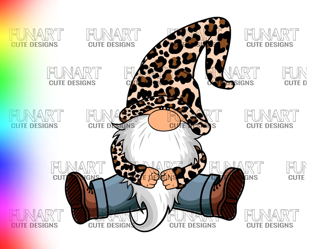Leopard Print Gnome Clipart Png File Cute Gnome Design Vectors for ...
