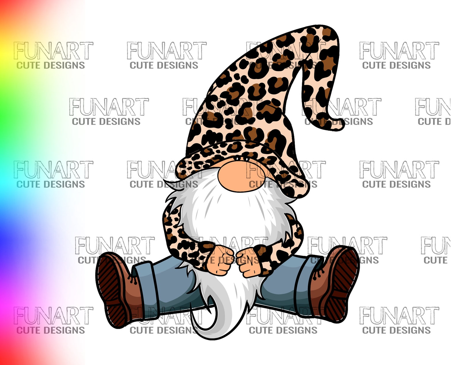 Leopard Print Gnome Clipart Png File Cute Gnome Design Vectors | Etsy