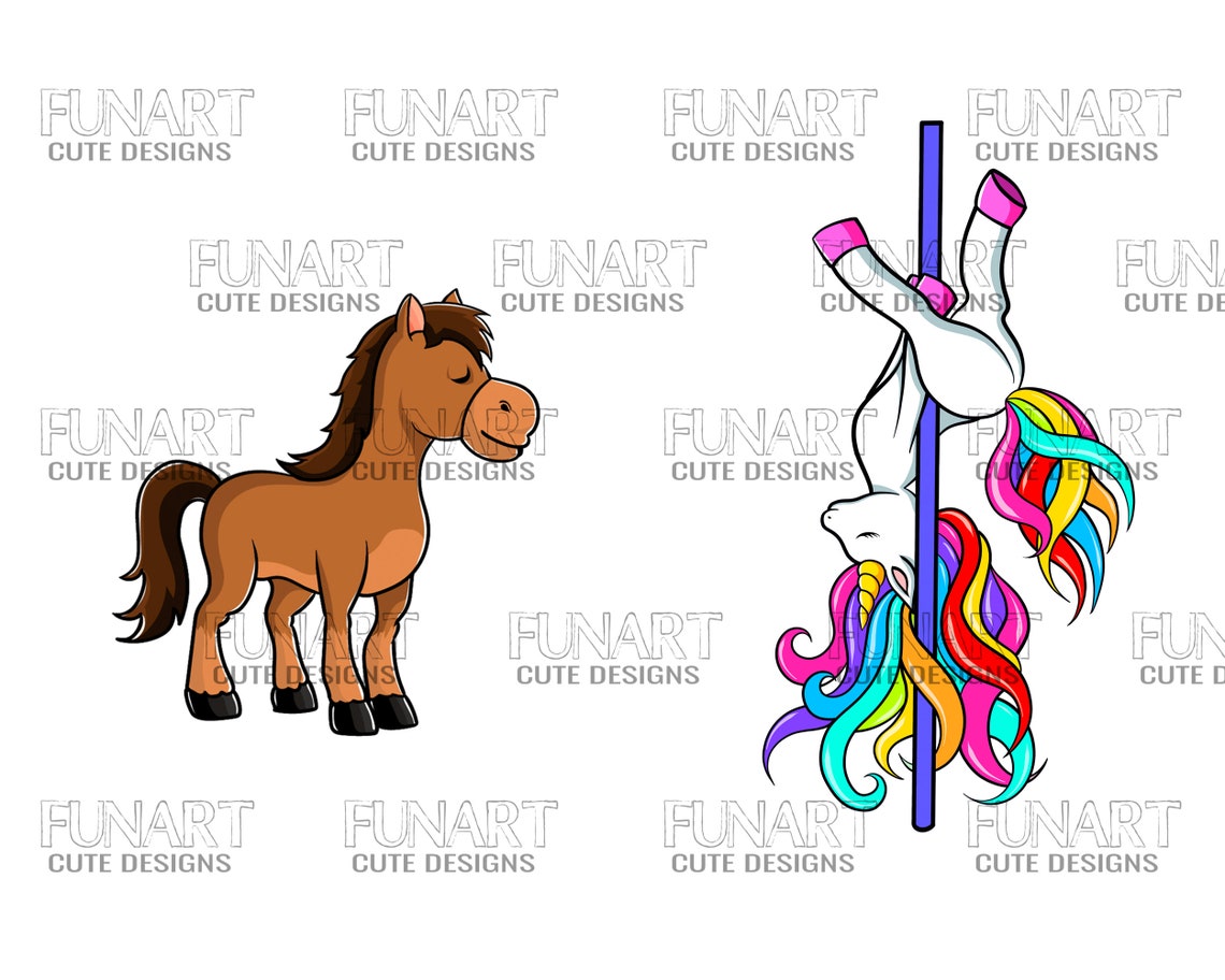 Unicorn Pole Dance PNG File Rainbow Hair Unicorn Design - Etsy