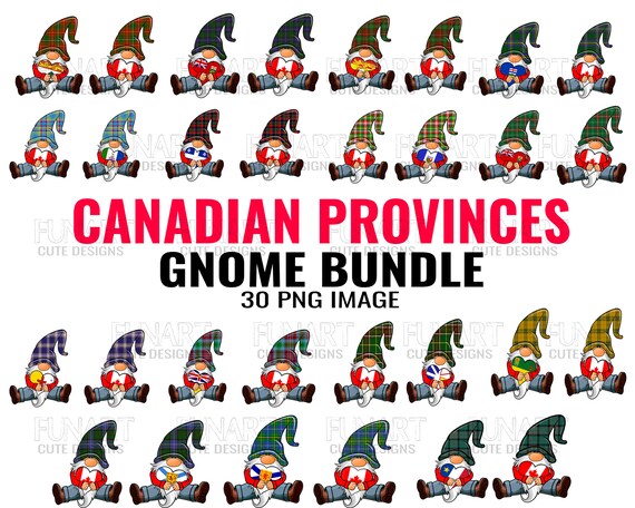 Canadian Provinces Gnome Bundle 30 PNG Designs Cute Canada - Etsy