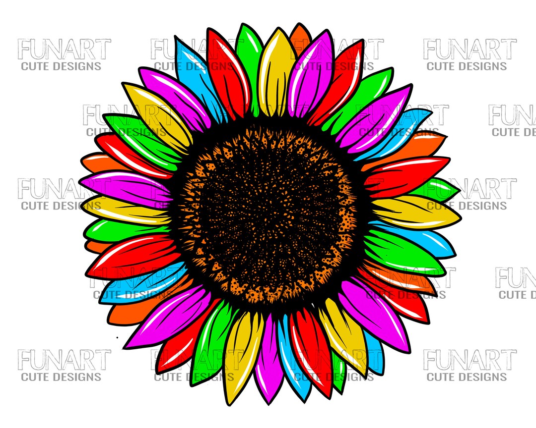 Sunflower PNG File, Colorful Sublimation Design, Rainbow Sunflower ...