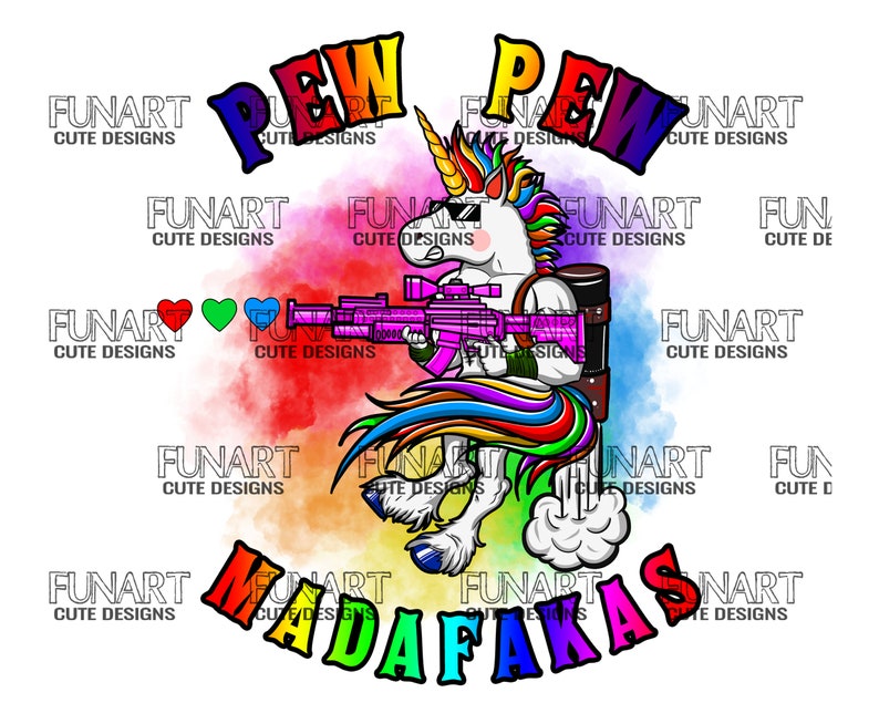 Pew Pew Madafacas Unicorn Gun PNG File Sublimation Design - Etsy