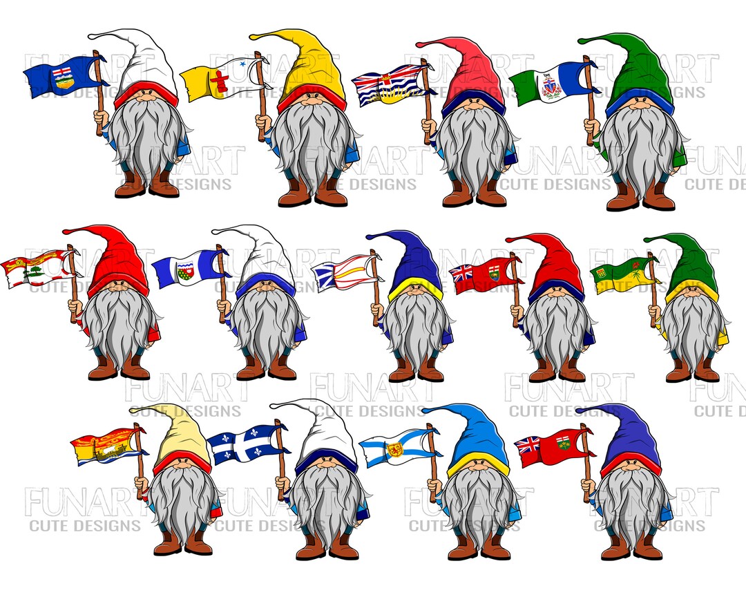 Canadian Provinces Gnome Bundle 13 PNG Designs, Cute Canada Gnome ...