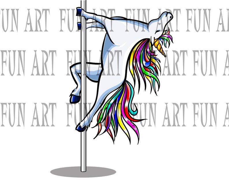 Unicorn Pole Dance Clipart: Rainbow Mane PNG JPEG (digital Download) - Etsy