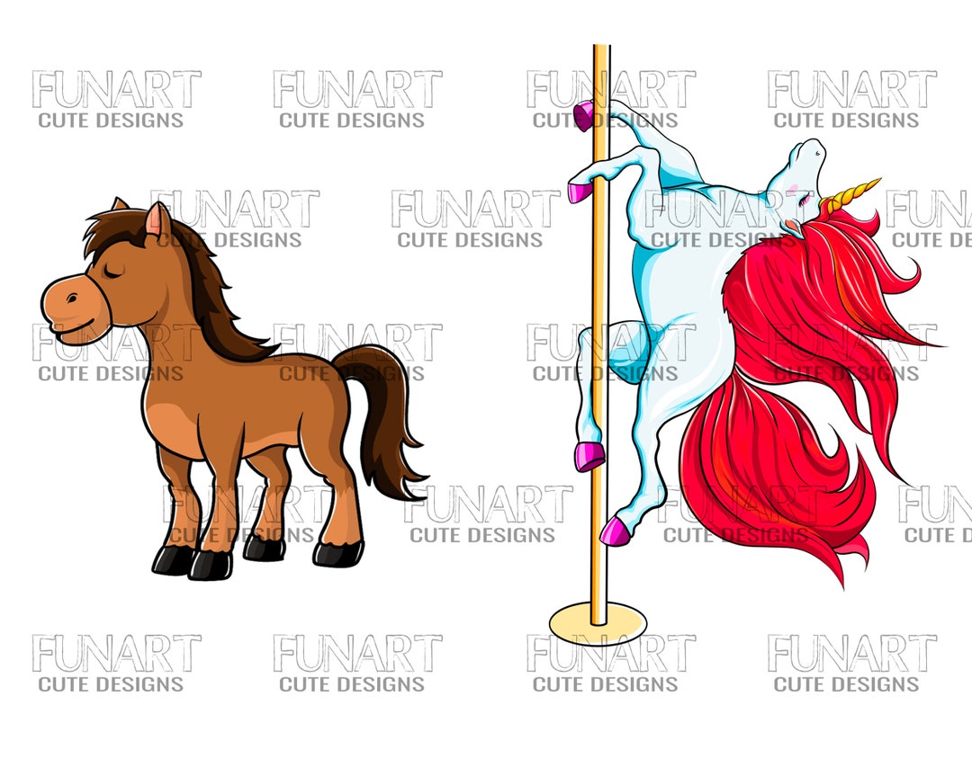Unicorn Pole Dance PNG File Red Hair Unicorn Design Funny Unicorn ...