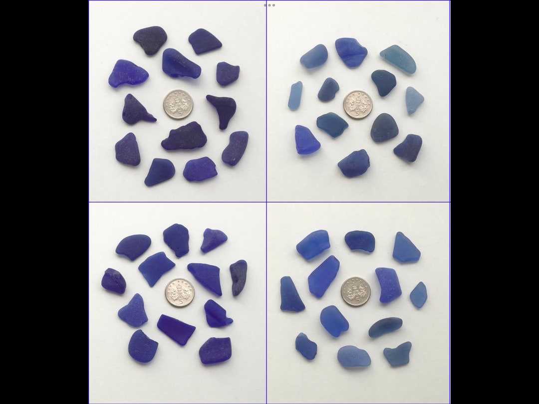12 Genuine Blue Sea Glass Shards for Crafting, Mosaics, Picture Art ...