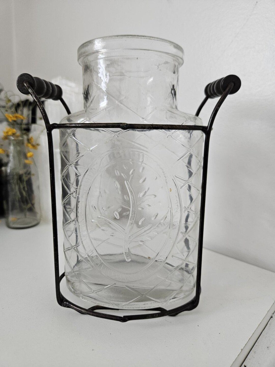 Pretty Glass Jar in Metal Display Holder - Etsy