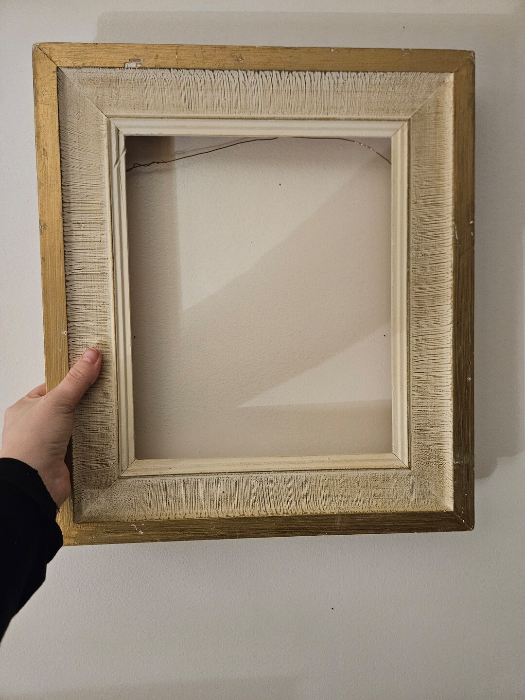 Besutiful Vintage Textured Wood Frame With Gold and White Accents 15 X ...
