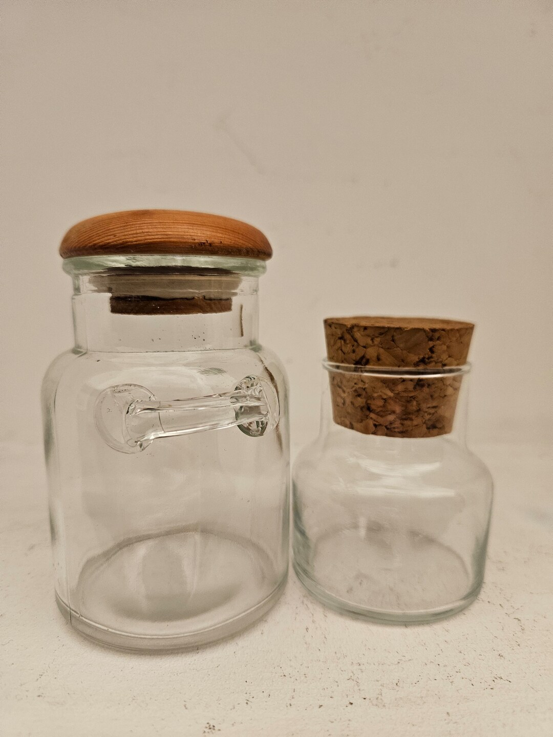 Set of Two 2 Corked Glass Apothecary Storage Jars - Etsy