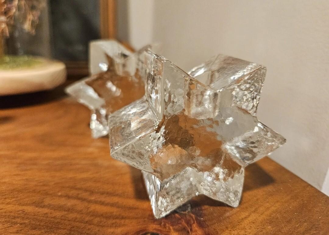 Pair of Pretty Glass Star Candle Holders - Etsy
