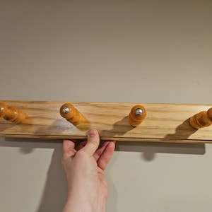 Small Pretty 4 Peg Wood Peg Rail Rack With Pretty Brass Details - Etsy