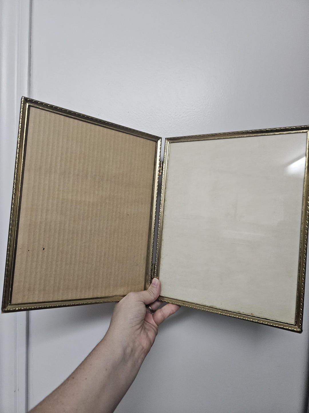 Pretty Extra Large Vintage Bi-fold Brass Tabletop Gallery Wall Frames ...