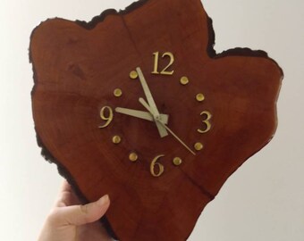 Vintage Wood Slab Clock - Etsy