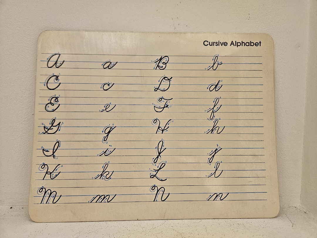 Vintage 80s Double Sided Cursive Writing Alphabet Dry Erase - Etsy