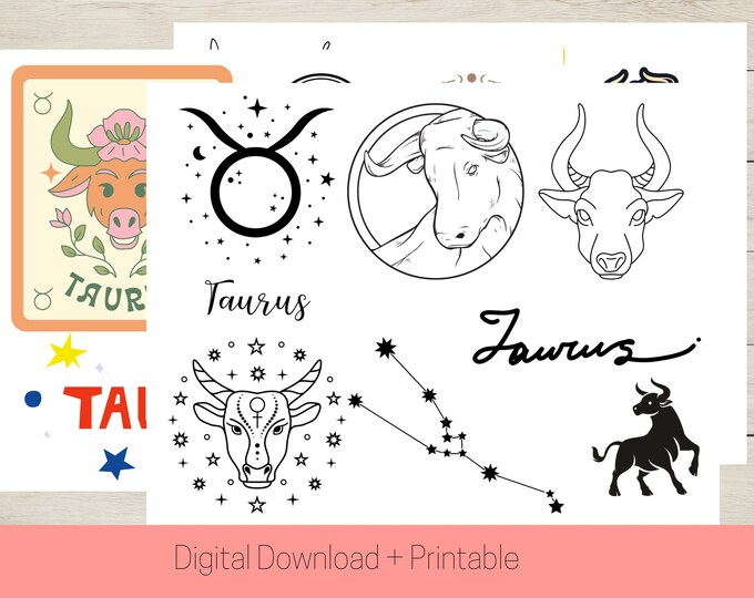 PRINTABLE STICKERS Taurus Zodiac Astrology , Planners, Journals ...