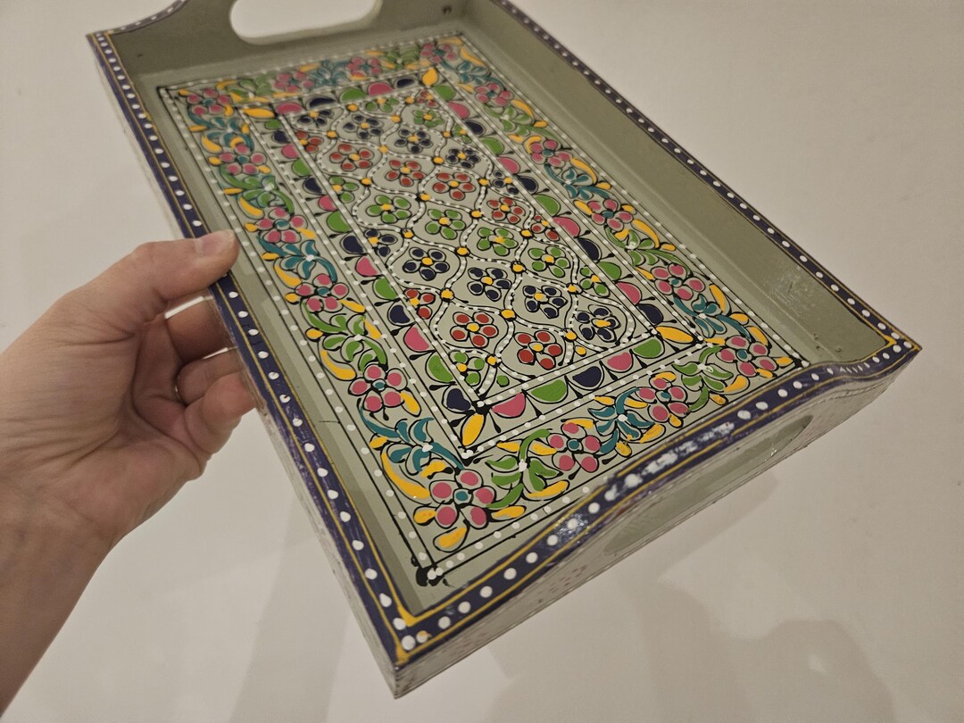 Gorgeous Hand Painted Wooden Tray With Handles - Etsy