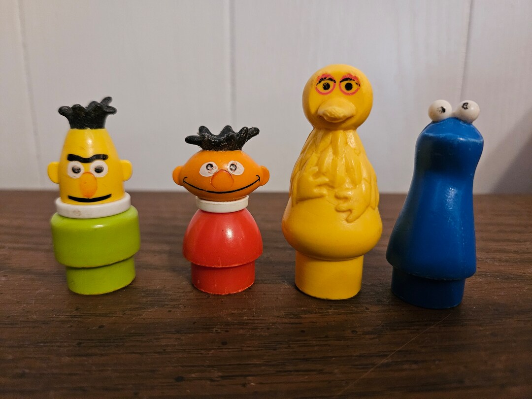 Vintage Fisher-price Sesame Street Figures Bert Ernie Big Bird Grover ...