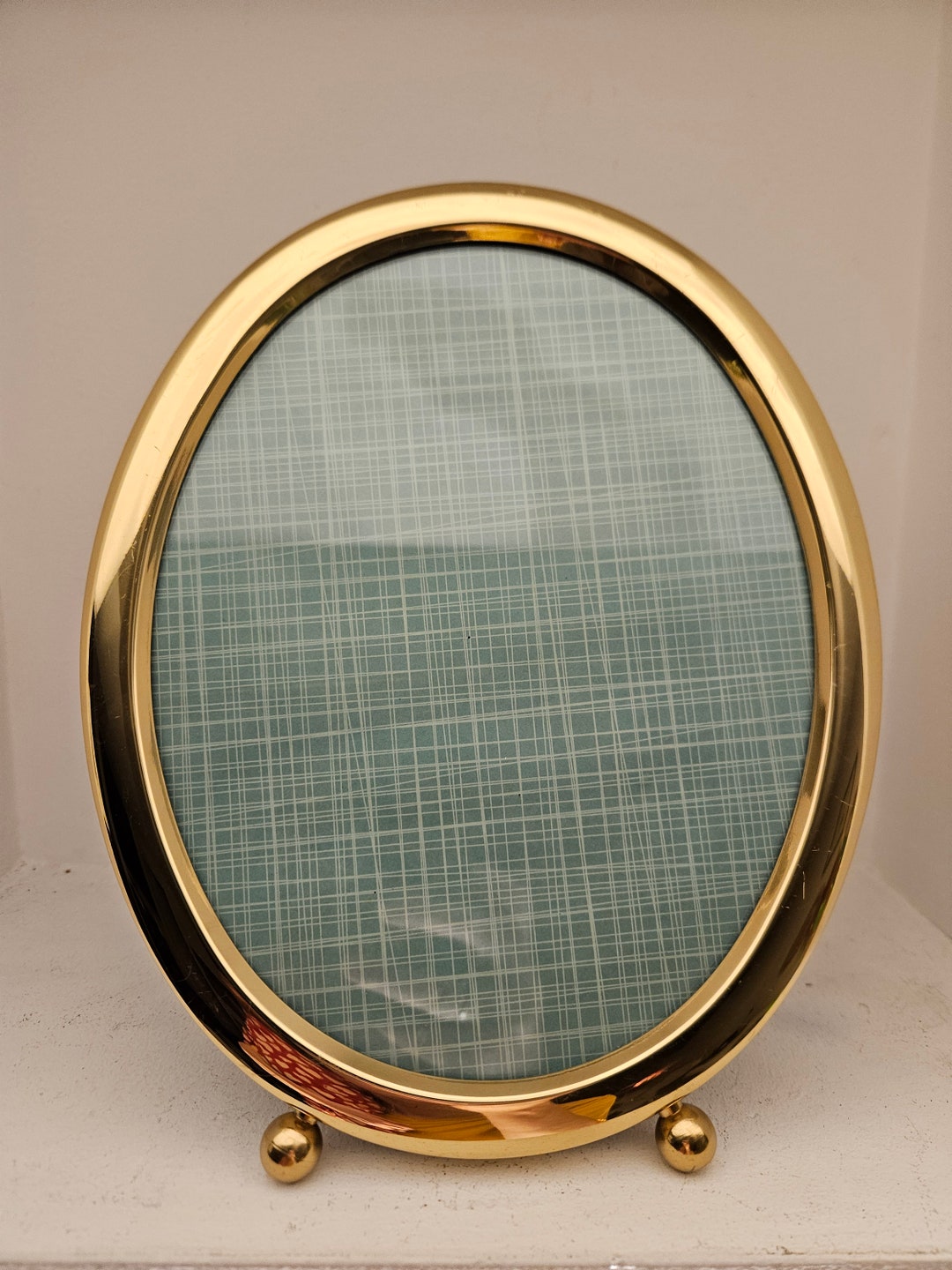 Extra Large Oval Brass Vintage Frame With Feet Tabletop Gallery Wall ...