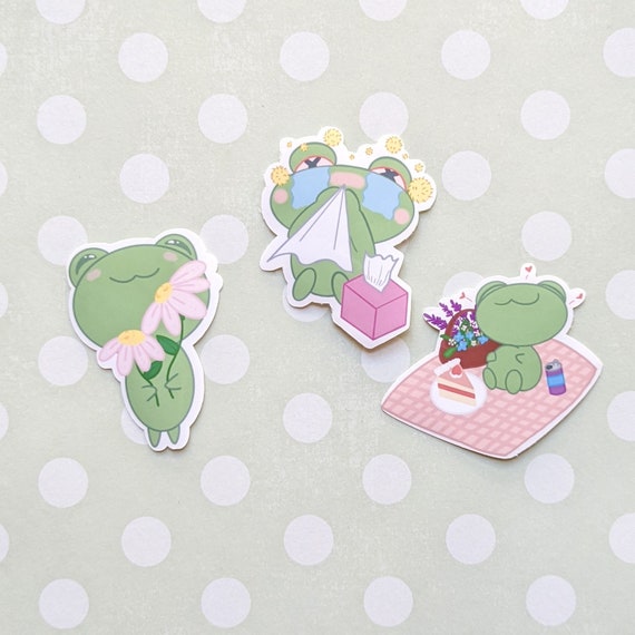 Frog Sticker Bundle Cute Frog Sticker Die Cut Vinyl | Etsy