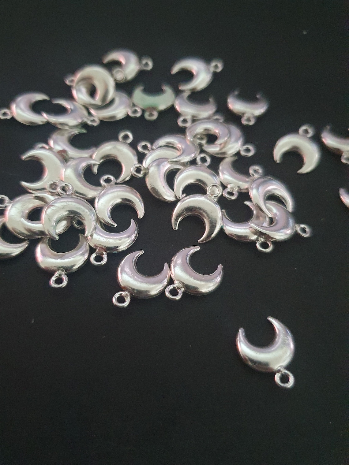 Silver Moon Pendant 2 pieces 925 Sterling Silver Stylish | Etsy