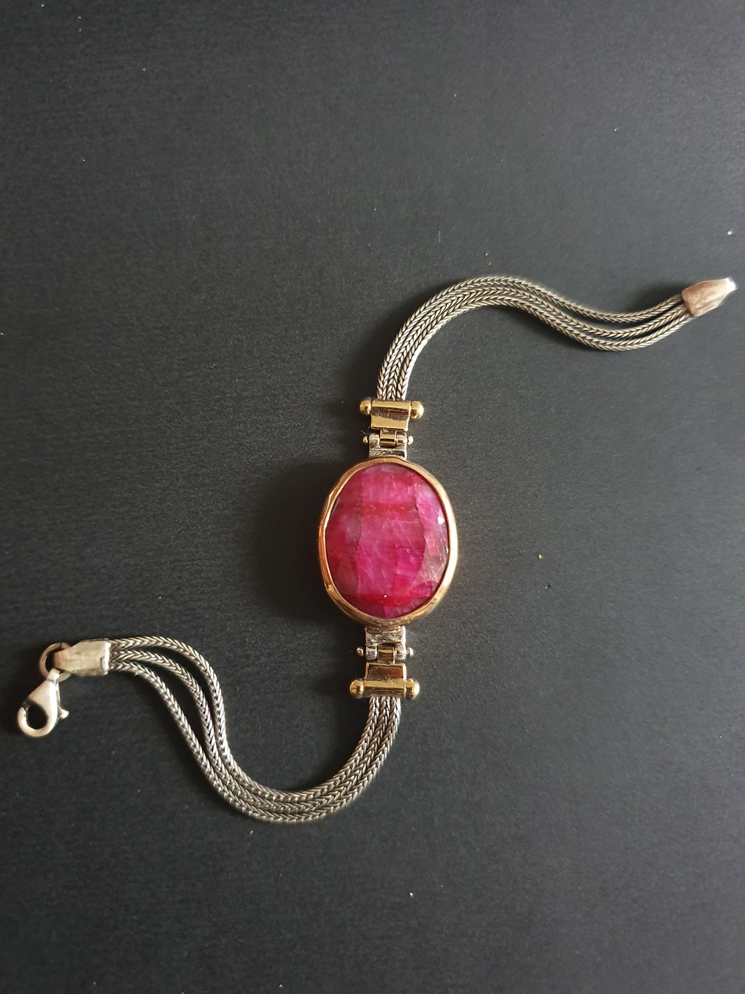 Silver Ruby Bracelet 1 Piece 925 Sterling Silver Synthetic - Etsy