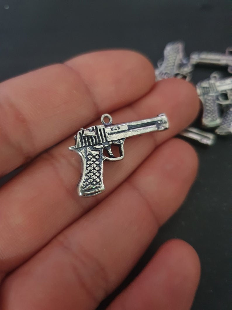 925 Silver Gun 1 Piece 925 Sterling Antique Silver Gun Charm - Etsy ...