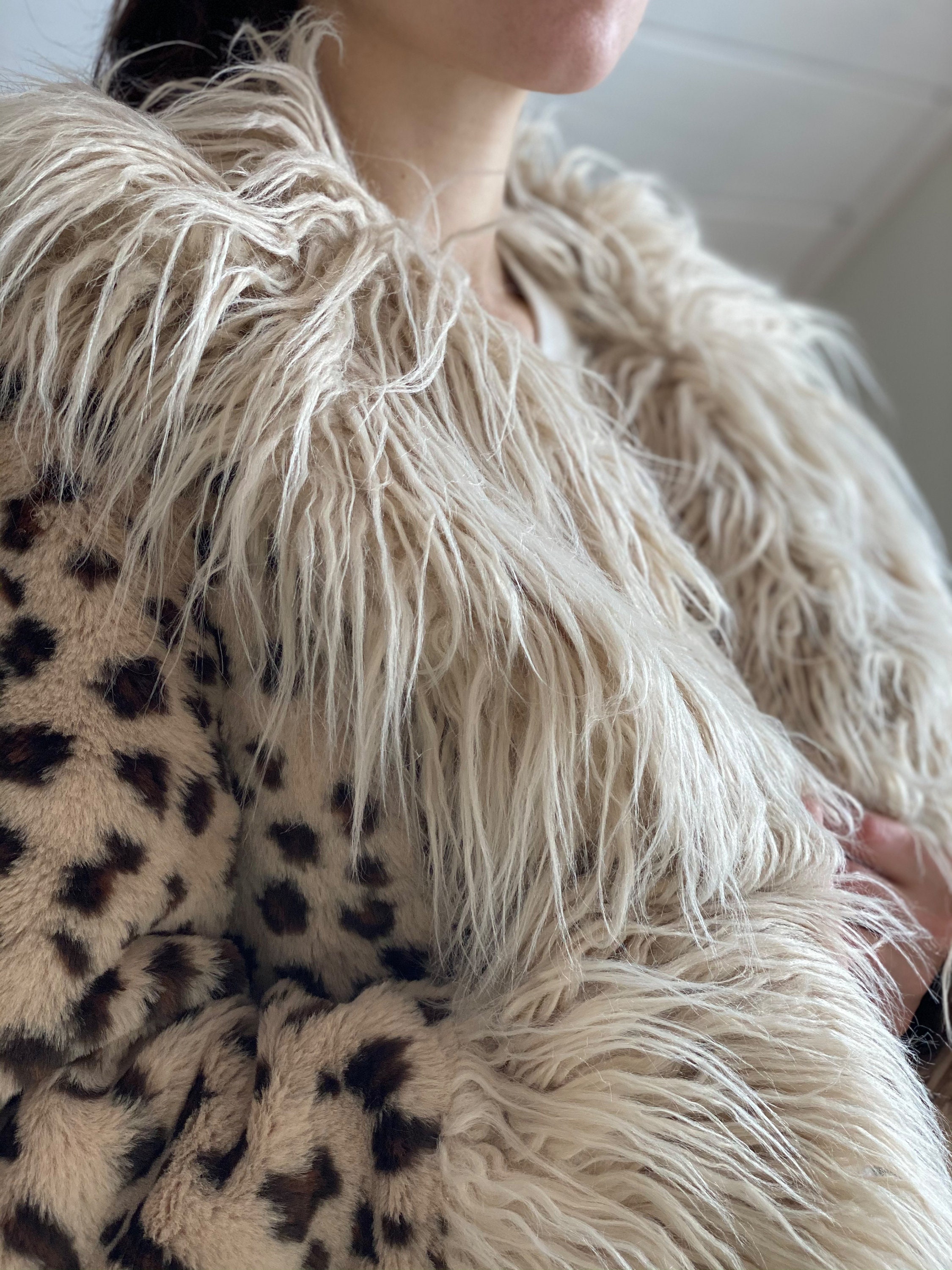 Leopard Print Faux Fur Coat Animal print Full length fake fur | Etsy