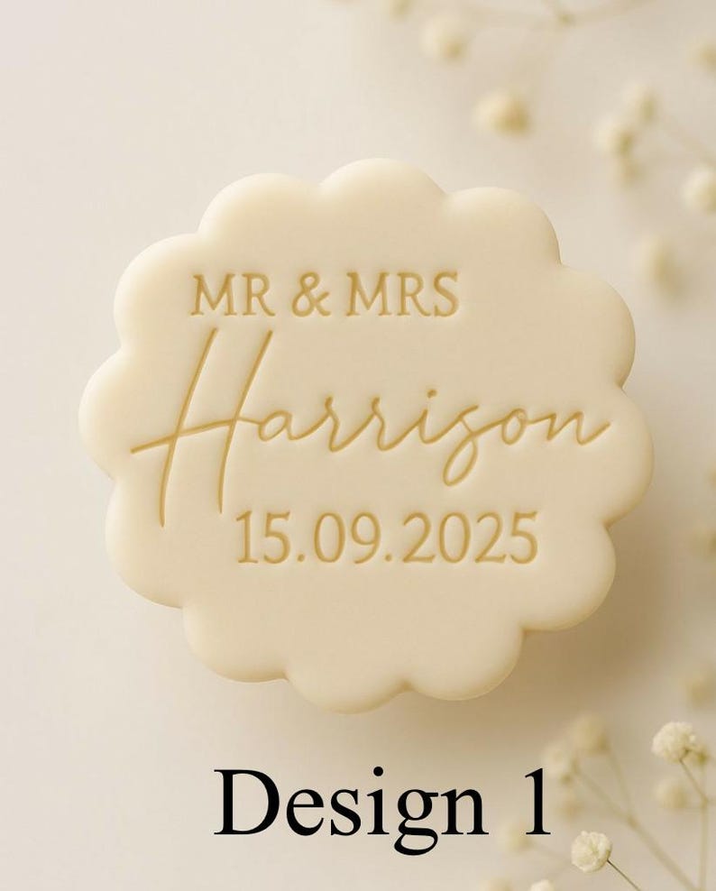 CUSTOM Designs Names Mr and Mrs With Date Cookie Biscuit Stamp ...