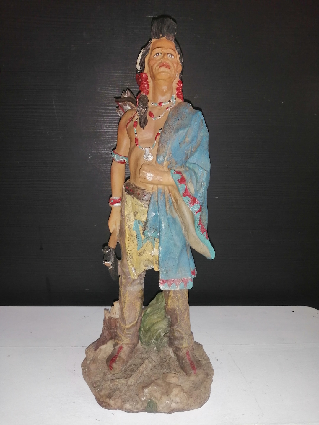 Native American Indian Statuette Vintage Resin Figurine - Etsy
