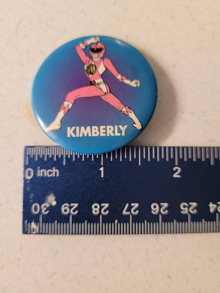 1993 Kimberly the Pink Power Ranger Pinback Button Mighty Morphin Power ...